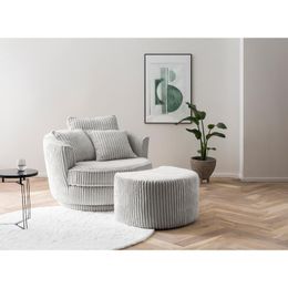 Home Affaire Drehsessel &raquo;MAISIE, Love Seat XXL Lese-Sessel, Big-Sessel mit Hocker,&laquo; 2 Stk. tlg. Set in MEGA CORD und Web-Velours, drehbar 360 Grad 
