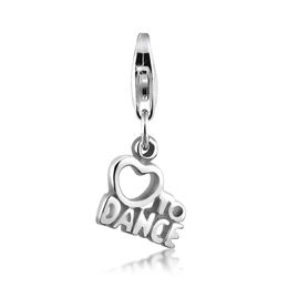 NENALINA Damen Charm-Einh&auml;nger &raquo;"Love to Dance" Wording Herz 925 Silber&laquo; silber