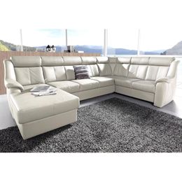 Sit & More sit&more Wohnlandschaft &raquo;Basel U-Form&laquo; wahlweise mit Relaxfunktion wei&szlig; Luxus-Microfaser Altara Nubuck (100% Polyester);Kunstleder SOFTLUX ;NaturLEDER