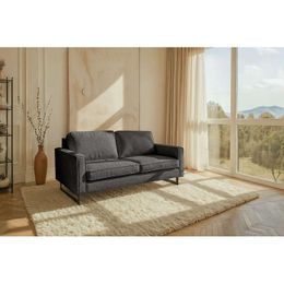 Home Affaire 2-Sitzer &raquo;Pinto, 166 cm, Cord, Chenille, Lederoptik&laquo; mit Keder, schwarze Metallf&uuml;&szlig;e, Wellenunterfederung 100% Polyester