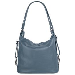 Samantha Look Damen Shopper echt Leder, Made in Italy blau