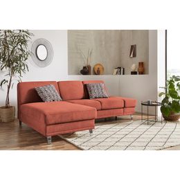 Sit & More sit&more Ecksofa &raquo;Clio L-Form&laquo; wahlweise mit Bettfunktion oder Vorziehsitz und Bettkasten, Federkern orange