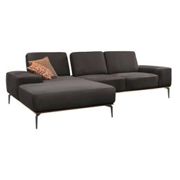 W.Schillig Ecksofa &raquo;run, Designsofa mit tollem Sitzkomfort, bequem, L-Form&laquo; mit Holzsockel, F&uuml;&szlig;e in Schwarz pulverbeschichtet, Breite 279 cm braun 