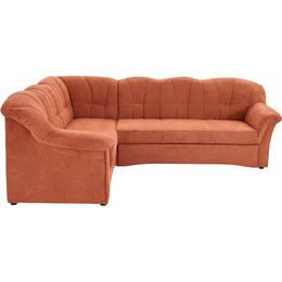 DOMO collection Ecksofa &raquo;Papenburg B/T/H: 242/190/84 cm L-Form&laquo; wahlweise mit Bettfunktion, Langer Schenkel links oder rechts orange Struktur ( 90% 