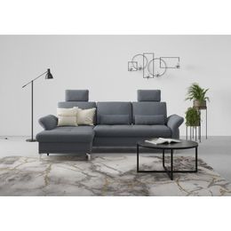 Home Affaire Ecksofa &raquo;Palm Beach L-Form&laquo; Federkern, mit Sitztiefenverstellung, wahlweise mit Bettfunktion blau 100%Polyester
