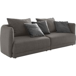 designwerk Big-Sofa &raquo;New York, anmutendes Designsofa&laquo; mit schmaler Arm- & R&uuml;ckenlehne grau 100% Polyester
