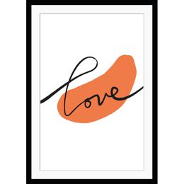 queence Bild &raquo;Liebe&laquo; Abstrakt Schriftzug HD Premium Poster-Druck inkl. Holzrahmen bunt Acrylglas, Holz, Papier