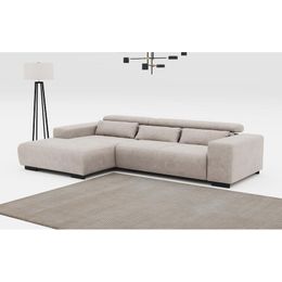 COTTA Ecksofa &raquo;Side L-Form, mit Kopfteilverstellung & 3 Nierenkissen&laquo; optional motorische Sitztiefenverstellung grau 100% POLYESTER (PES)