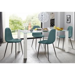 OTTO home Essgruppe Set, 5 Stk. tlg. mit Glastisch, Breite 160 cm blau