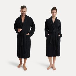M&ouml;ve Unisex-Bademantel &raquo;Basic&laquo; 1 Stk. mit Schalkragen schwarz Walkfrottier
