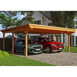 Skan Holz Doppelcarport &raquo;Emsland&laquo; Leimholz 550 cm hellbraun braun