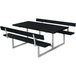 Plus Garten-Essgruppe &raquo;&raquo;Basic&laquo; Kombim&ouml;bel mit 2 R&uuml;ckenlehnen&laquo; 1 Stk. tlg. 177x184x75/45 cm schwarz FSC -zertifizierter Holzwerkstoff, Stahl