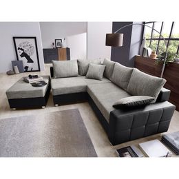 Collection AB Ecksofa &raquo;Parma L-Form&laquo; mit Bettfunktion und Federkern schwarz Kunstleder SOFTLUX / Struktur (80% Polyester; 20% Polyacryl);Microfaser 