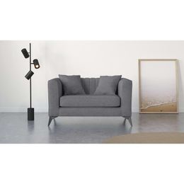 Home Affaire Loveseat &raquo;MATTHEW Loungesessel, Ma&szlig;e B/T/H: 130/86/74 cm&laquo; incl. Zierkissen, feine Steppung im R&uuml;cken, belastbar bis 200kg grau 100% 