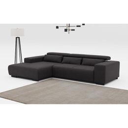 COTTA Ecksofa &raquo;Side L-Form, mit Kopfteilverstellung & 3 Nierenkissen&laquo; optional motorische Sitztiefenverstellung schwarz 100% POLYESTER (PES)