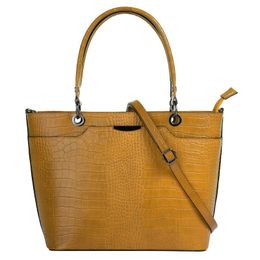 CLUTY Damen Henkeltasche echt Leder, Made in Italy gelb