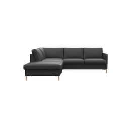 FLEXLUX Ecksofa &raquo;Fiore, L-Form, super bequem durch Kaltschaum im Sitz&laquo; schmale Armlehnen, F&uuml;&szlig;e Alu/Eiche, B/T 234/225 cm schwarz 100% Echteder