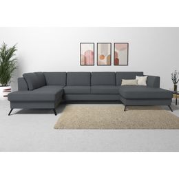 Sit & More sit&more Wohnlandschaft &raquo;Olsen U-Form&laquo; inklusive Sitztiefenverstellung, wahlweise mit Bettfunktion, 15cm hoch grau 98% Polyester 2%Polyamid
