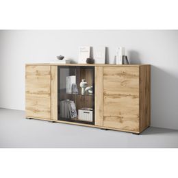 Home Affaire Sideboard &raquo;Caro, modernes Design mit Glaseins&auml;tzen, Breite 150 cm&laquo; 1 Stk. tlg. Grifflose Fronten mit Push-to-Open, h&ouml;henverstellbare 