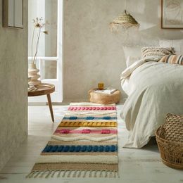 FLAIR RUGS L&auml;ufer &raquo;Medina, mit abstraktem Streifenmuster&laquo; rechteckig 12 mm H&ouml;he Boho-Look, aus Naturfasern wie Wolle & Jute, Teppichl&auml;ufer bunt 