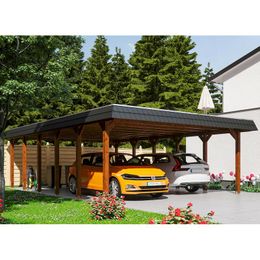 Skan Holz Doppelcarport &raquo;Spreewald&laquo; Massivholz 530 cm braun braun