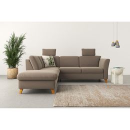Home Affaire Ecksofa &raquo;Trelleborg L-Form&laquo; Federkern-Polsterung, wahlweise mit Bettfunktion und Stauraum beige 100% Polyester
