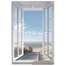Reinders Poster &raquo;Fenster zur Nordsee&laquo; Outdoor f&uuml;r Garten oder Balkon blau Leinwand