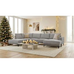 OTTO home Wohnlandschaft &raquo;XXL Sofa Oland, Struktur, Flachgewebe, Luxus-Microfaser, Boucle&laquo; U-Form, 345 cm, Wellenunterfederung, Skandi-Design, 