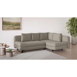 Home Affaire Ecksofa &raquo;LENNARA Schlafsofa mit Bettkasten, Ma&szlig;e B/T/H: 234/179/85 cm&laquo; L-Form mit Ottomane rechts/links, mit Wellenunterfederung beige 
