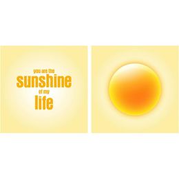 queence Leinwandbild &raquo;Sunshine&laquo; Kunst Modern Schriftzug Schriftz&uuml;ge Sonnenaufgang Spa Spa Bilder Spr&uuml;che Spr&uuml;che & Texte Set, Premium-Leinwandstoff, 