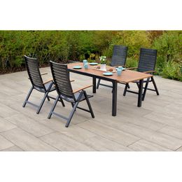 Merxx Garten-Essgruppe &raquo;Astros&laquo; 5 Stk. tlg. grau Aluminium, Massivholz