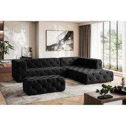 Home Affaire Ecksofa &raquo;FOLLINA&laquo; L-Form, mit klassischer Chesterfield-Knopfheftung schwarz 100% Polyester
