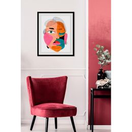 queence Bild &raquo;Klaas&laquo; Abstrakt Figuren Gem&auml;lde Gesicht Kunst 1 Stk. tlg. HD Premium Poster-Druck inkl. Holzrahmen bunt Acrylglas, Holz, Papier
