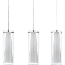 Eglo H&auml;ngeleuchte &raquo;PINTO Pendellampe, Stahl und Glas, Esstischlampe, E27, IP20, Lampe&laquo; E27 H&auml;ngeleuchte, L72,5 x H110 cm, chrom, 3X40W exkl., 