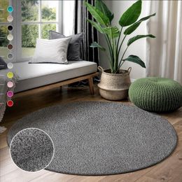 Sanat Hochflor-Teppich &raquo;LOCA&laquo; rund 30 mm H&ouml;he Wohnzimmer, Langflor, Shaggy, Schlafzimmer grau Kunstfaser