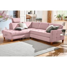 Home Affaire Ecksofa &raquo;Earl L-Form&laquo; wahlweise auch mit Bettfunktion oder Bettfunktion mit Bettkasten rosa Luxus-Microfaser in Lederoptik (100% 
