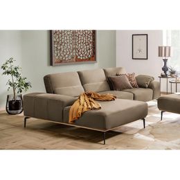 W.Schillig Ecksofa &raquo;run, Designsofa mit tollem Sitzkomfort, bequem, L-Form&laquo; mit Holzsockel, F&uuml;&szlig;e in Schwarz pulverbeschichtet, Breite 299 cm beige 
