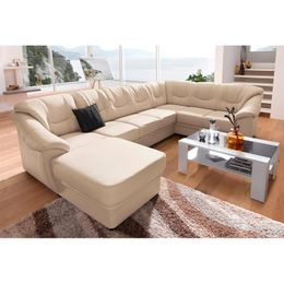 Sit & More sit&more Wohnlandschaft &raquo;Savona U-Form, B: 320 cm&laquo; optional Bettfunktion, Federkern beige Luxus-Kunstleder;Primabelle -Microfaser;NaturLederKorpus ist