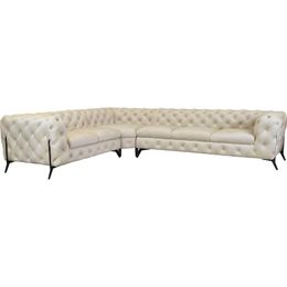 Home Affaire Chesterfield-Sofa &raquo;Amaury L-Form&laquo; gro&szlig;es Ecksofa, Chesterfield-Optik, Breite 323 cm, Fu&szlig;farbe w&auml;hlbar beige Struktur (100% Polyester);