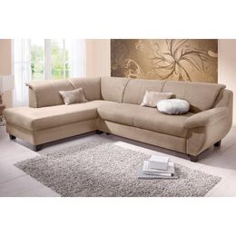 Home Affaire Ecksofa &raquo;Yesterday zeitlos und elegant, bequeme Armlehnen, L-Form&laquo; Microfaser, natur beige Struktur (100% Polyester);Primabelle -