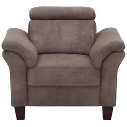 Home Affaire Sessel &raquo;Arngast&laquo; Inclusive Kopfteilverstellung und Federkern grau Luxus-Microfaser (100% Polyester);Luxus-Microfaser Lederoptik (100% 