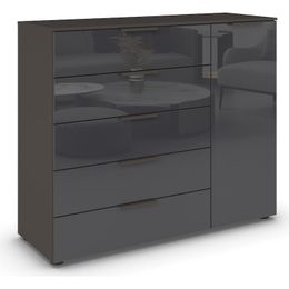 Rauch Schubkastenkommode &raquo;Kommode T&uuml;rkommode Sideboard Kombikommode FLIPP mit Glasfront&laquo; Breite 120 cm mit 2 Einlegeb&ouml;den, 1-t&uuml;rig mit 5 Schubladen 