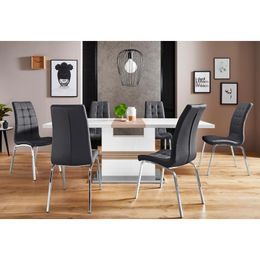 Inosign Essgruppe &raquo;Perez/Lila&laquo; Set, 5 Stk. tlg. mit 4 St&uuml;hlen, Tisch ausziehbar, Breite 160-200 cm schwarz-wei&szlig;
