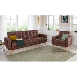 exxpo - sofa fashion Hocker &raquo;Fiord kompakt und bequem, tolle Verarbeitungsdetails&laquo; braun Webvelours (100% Polyester);Vintage (100% Polyester)
