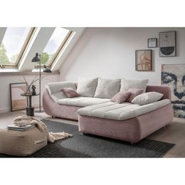 Home Affaire Ecksofa &raquo;Imola, bequem, aktuelle Steppung im Sitz, L-Form, Breite 270cm&laquo; wahlweise mit Bettfunktion rosa Microfaser PRIMABELLE (100% 