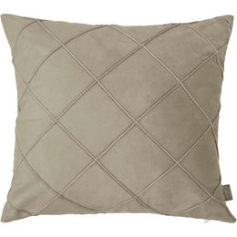 LeGer Home by Lena Gercke Dekokissen &raquo;Samt Ladina Mit Biesen&laquo; Kissenh&uuml;lle o. F&uuml;llung, 1 Stk 50x50 - Bestseller mit 5 Sternebewertung beige Polyester