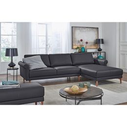 Creation BY ROLF BENZ Ecksofa &raquo;CR.450, Designecksofa, L-Form&laquo; Armlehne Schnecke modern Landhaus, Breite 262 cm, Fu&szlig; Nussbaum schwarz NaturLEDER OSKAR 