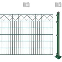 Arvotec Doppelstabmattenzaun &raquo;EASY 120 zum Aufschrauben "Karo" mit Zierleiste&laquo; Zaunh&ouml;he 120 cm, Zaunl&auml;nge 2 - 60 m gr&uuml;n Kunststoff, Stahl