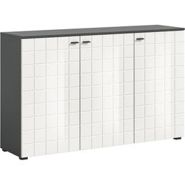 Home Affaire Sideboard &raquo;Gora, Breite 138 cm, gefr&auml;ste Front in Waffeloptik hochglanz&laquo; Kommode, Schrank, Anrichte schwarz