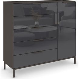 Rauch Kombikommode &raquo;Kommode T&uuml;rkommode Sideboard Kombikommode FLIPP mit Glasfront&laquo; Breite 120 cm mit 2 Einlegeb&ouml;den, 1-t&uuml;rig mit 5 Schubladen und Soft